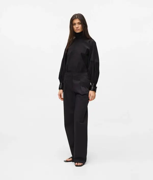 Karl Lagerfeld Balloon Sleeve Blouse With Patent Cuffs