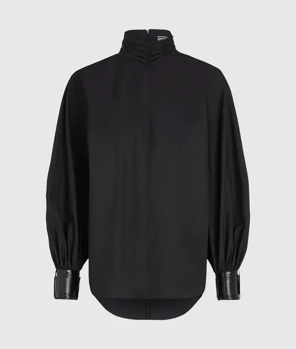 Karl Lagerfeld Balloon Sleeve Blouse With Patent Cuffs