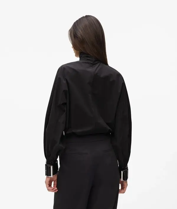Karl Lagerfeld Balloon Sleeve Blouse With Patent Cuffs