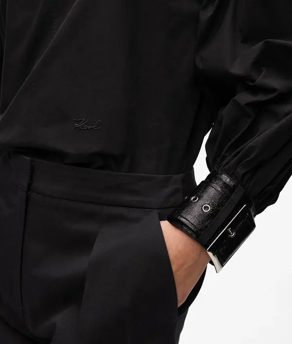 Karl Lagerfeld Balloon Sleeve Blouse With Patent Cuffs