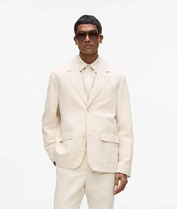 Karl Lagerfeld Linen Blazer - Natural