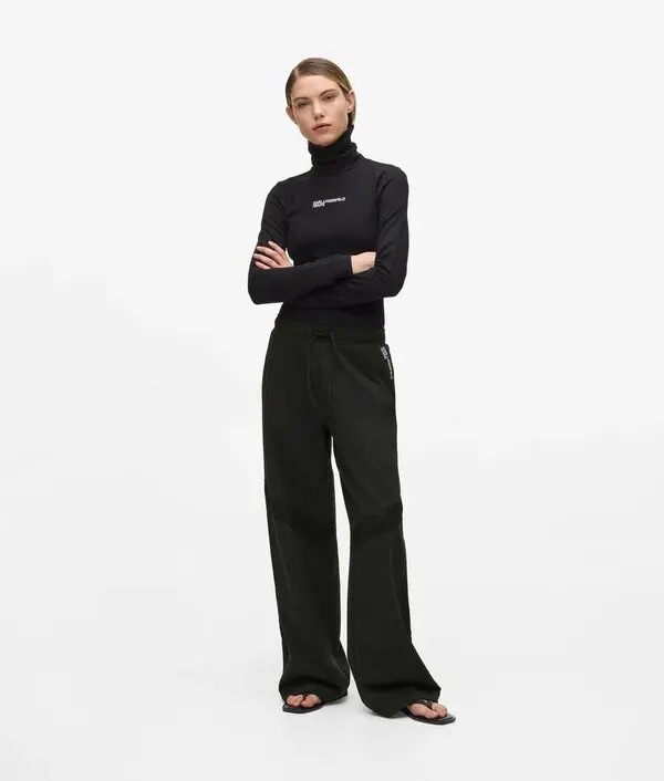KL JEANS Lace Detail Relaxed Wide-leg Sweatpants - Black