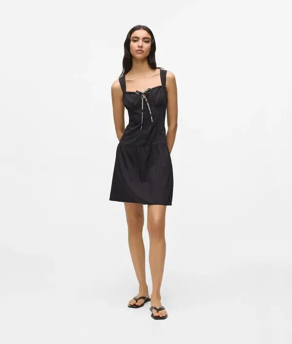 KL JEANS Jeans Viscose Blend Tie Detail Mini Dress - Black