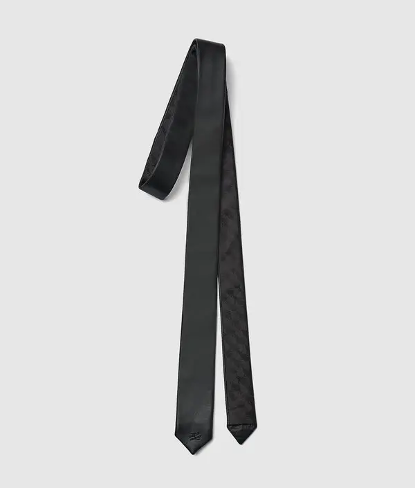 Karl Lagerfeld K/autograph Leather Tie - Black