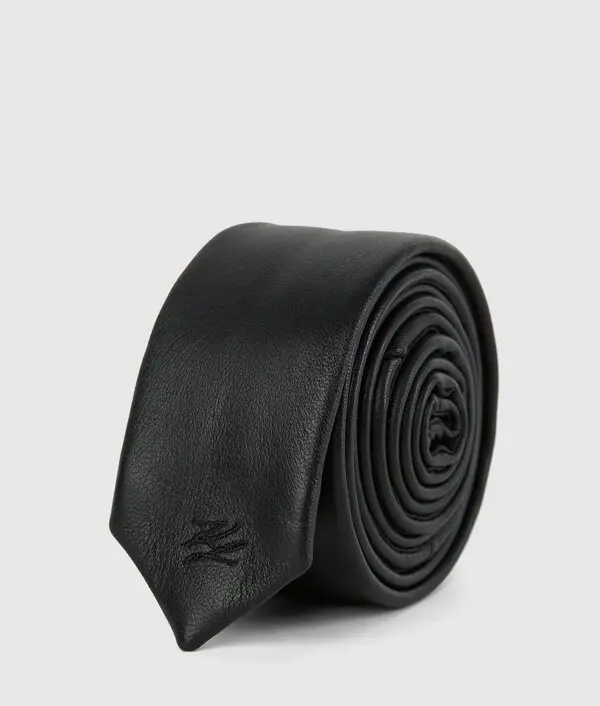 Karl Lagerfeld K/autograph Leather Tie - Black