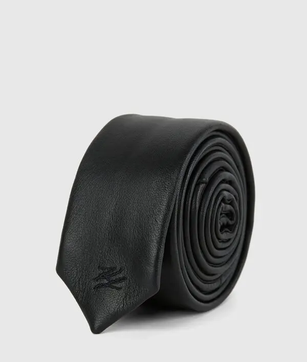 Karl Lagerfeld K/autograph Leather Tie - Black