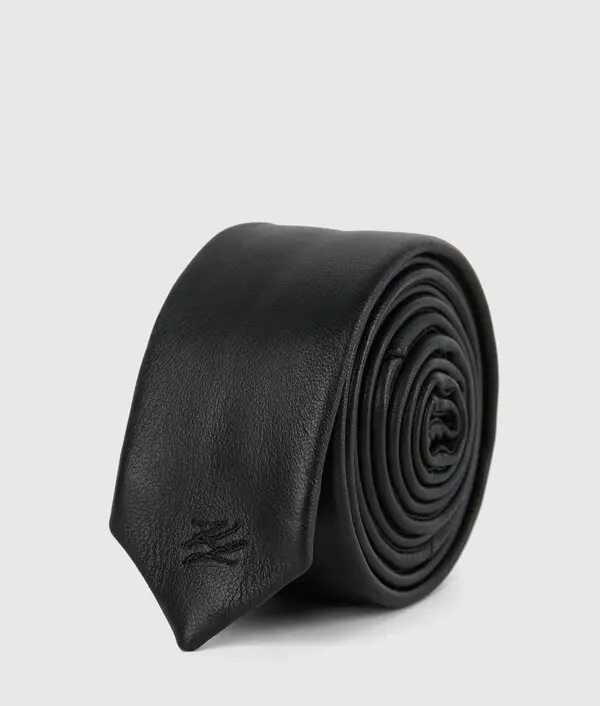 Karl Lagerfeld K/autograph Leather Tie - Black