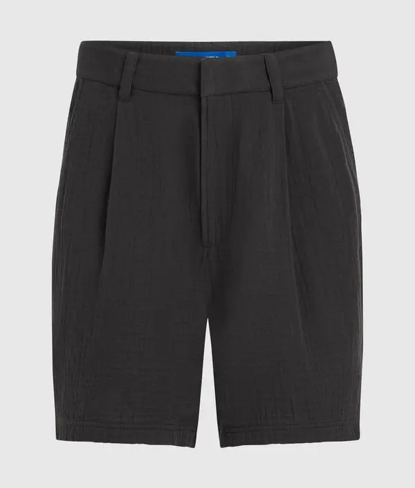 KL JEANS Crinkled Cotton Shorts - Black