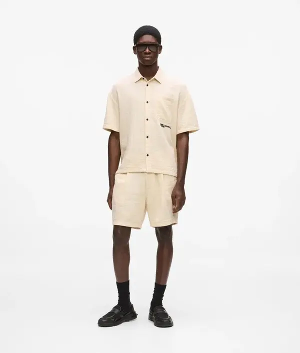 KL JEANS Crinkled Cotton Shorts - Whitecap Grey