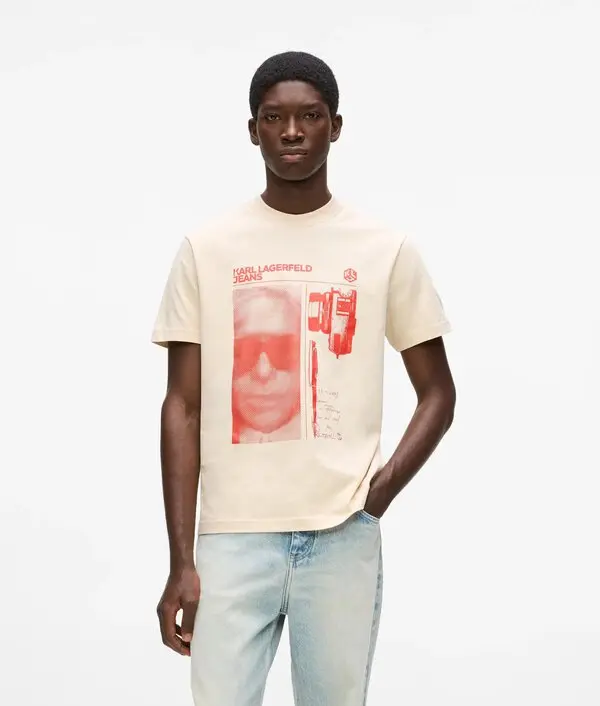KL JEANS Graphic Karl Print T-shirt - Whitecap Grey