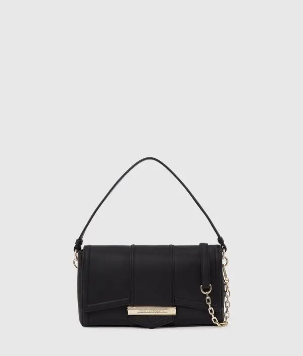 Karl Lagerfeld K/nova Medium Crossbody Bag In Black Leather With Gold-tone Hardware - Black/gold