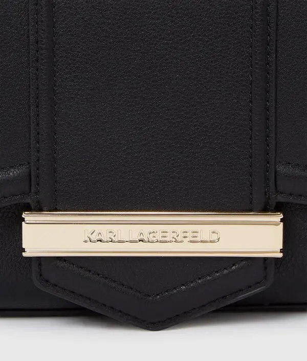 Karl Lagerfeld K/nova Medium Crossbody Bag In Black Leather With Gold-tone Hardware - Black/gold
