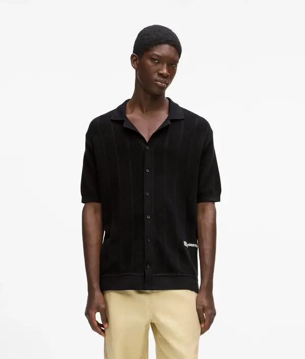 KL JEANS Short-sleeved Knit Polo Shirt - Black