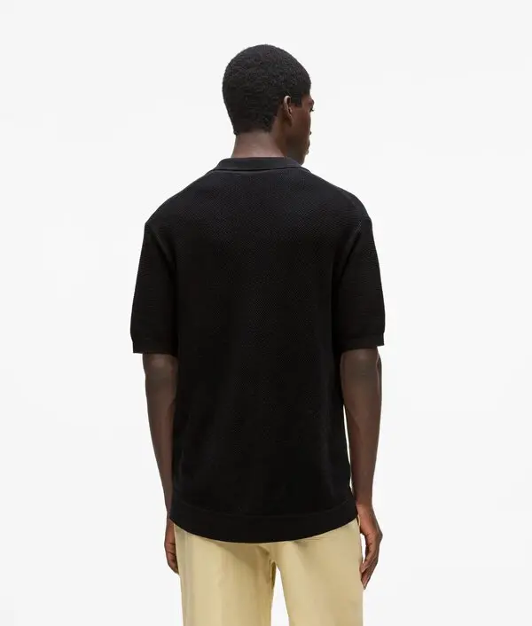 Karl Lagerfeld Short-sleeved Knit Polo Shirt - Black