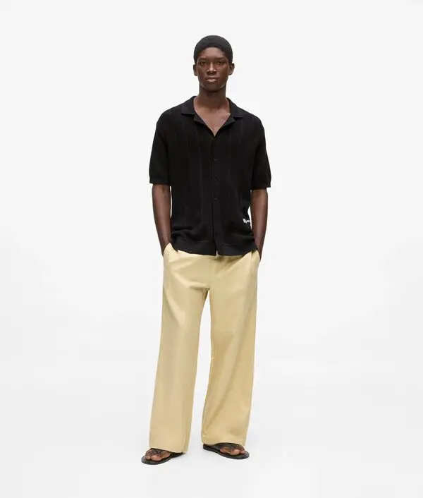 Karl Lagerfeld Short-sleeved Knit Polo Shirt - Black