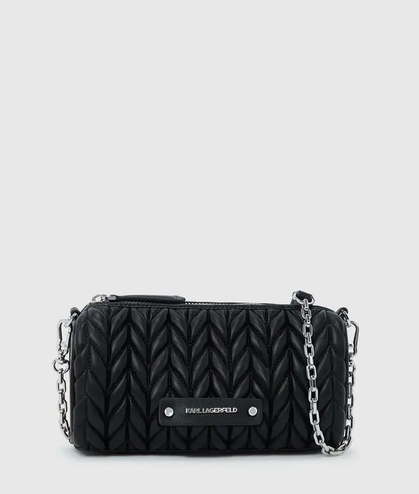 Karl Lagerfeld K/weave Barrel Crossbody Bag - Black-nickel