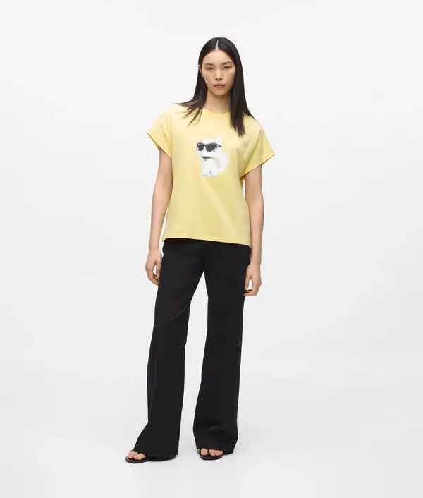Karl Lagerfeld Ikon Choupette Organic Cotton T-shirt - Sunlight