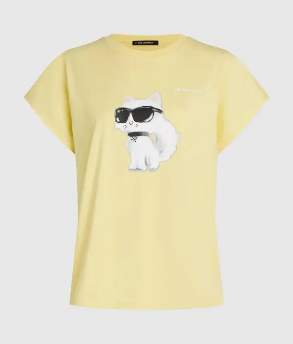 Karl Lagerfeld Ikon Choupette Organic Cotton T-shirt - Sunlight