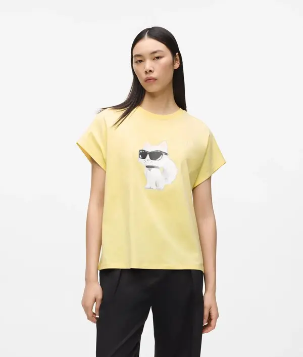 Karl Lagerfeld Ikon Choupette Organic Cotton T-shirt - Sunlight