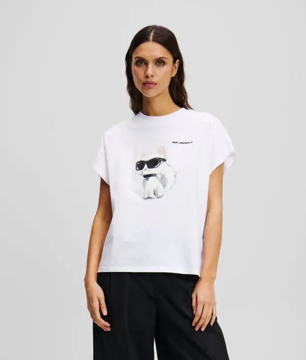 Karl Lagerfeld Ikon Choupette Organic Cotton T-shirt - White