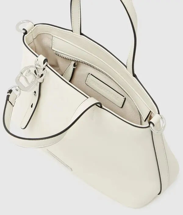 Karl Lagerfeld Ikon Smooth Small Tote Bag - Off White