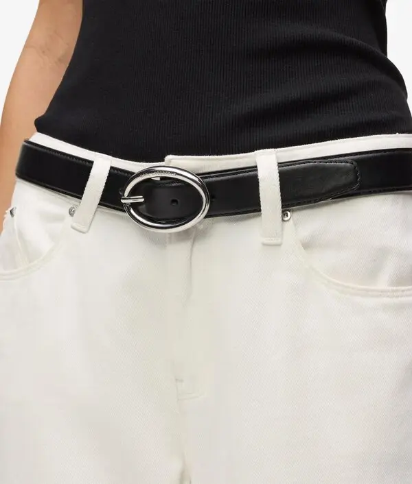 Karl Lagerfeld Slim Leather Belt With Oval Buckle