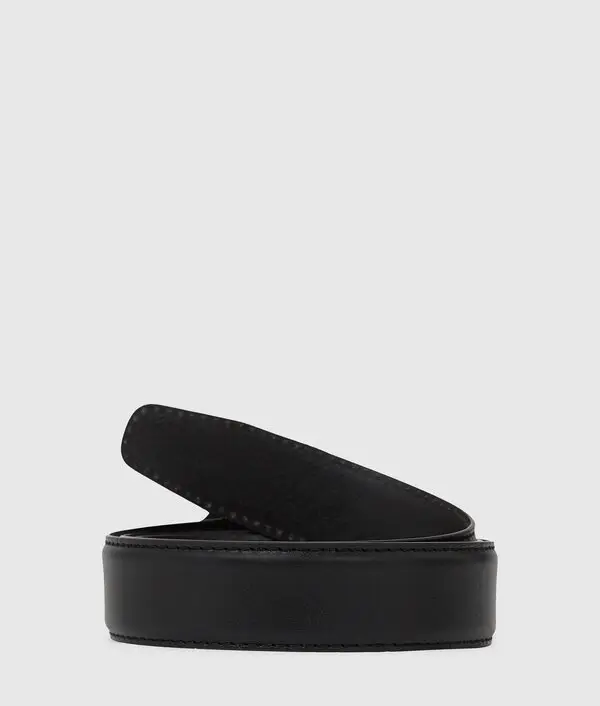 Karl Lagerfeld Slim Leather Belt With Oval Buckle - Black