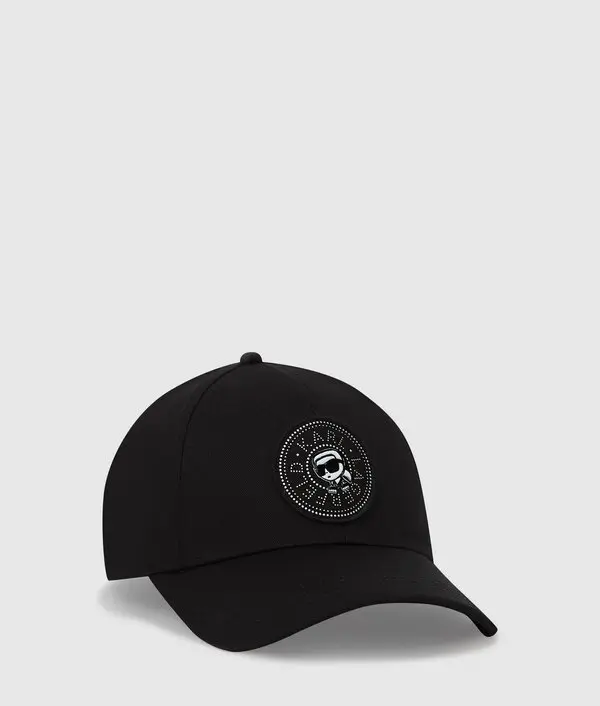 Karl Lagerfeld Ikon Circle Patch Baseball Cap - Black