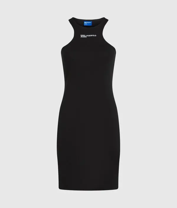 KL JEANS Jeans Ribbed Racer Mini Dress With Logo Embroidery - Black
