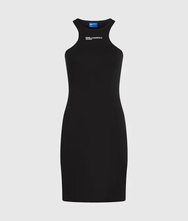 Karl Lagerfeld Ribbed Racer Mini Dress - Black