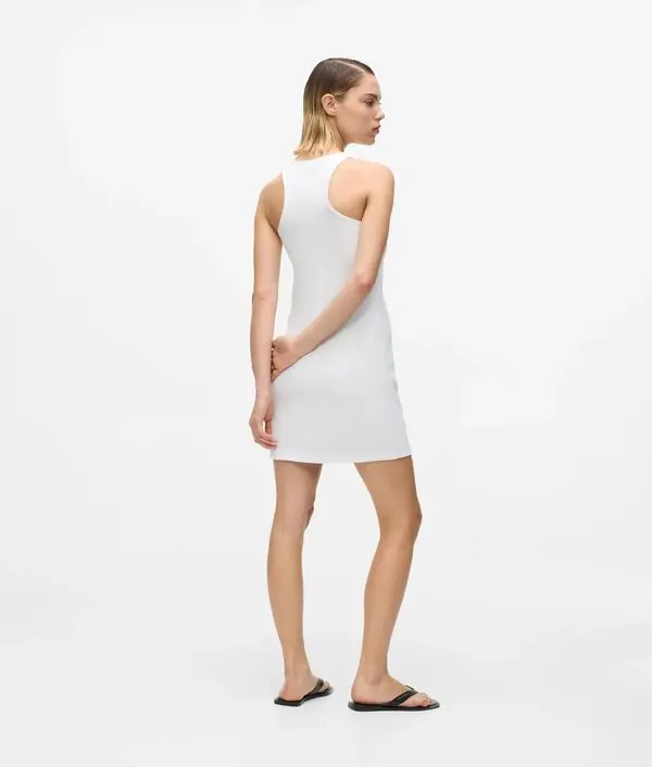 KL JEANS Jeans Ribbed Racer Mini Dress With Logo Embroidery - White