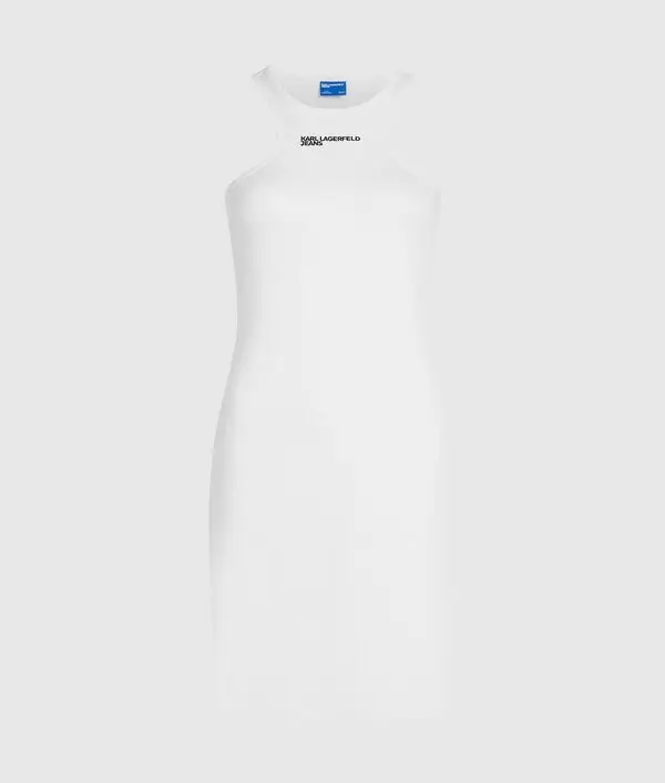 KL JEANS Jeans Ribbed Racer Mini Dress With Logo Embroidery - White