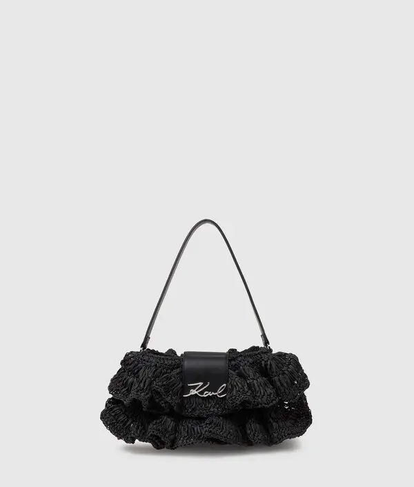 Karl Lagerfeld K/signature Ruffle Shoulder Bag - Black