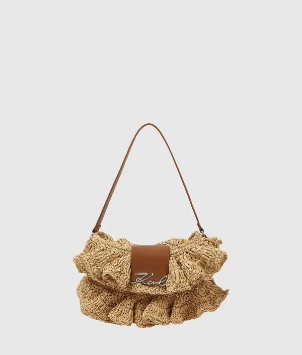 Karl Lagerfeld K/signature Ruffle Shoulder Bag - Natural-tan