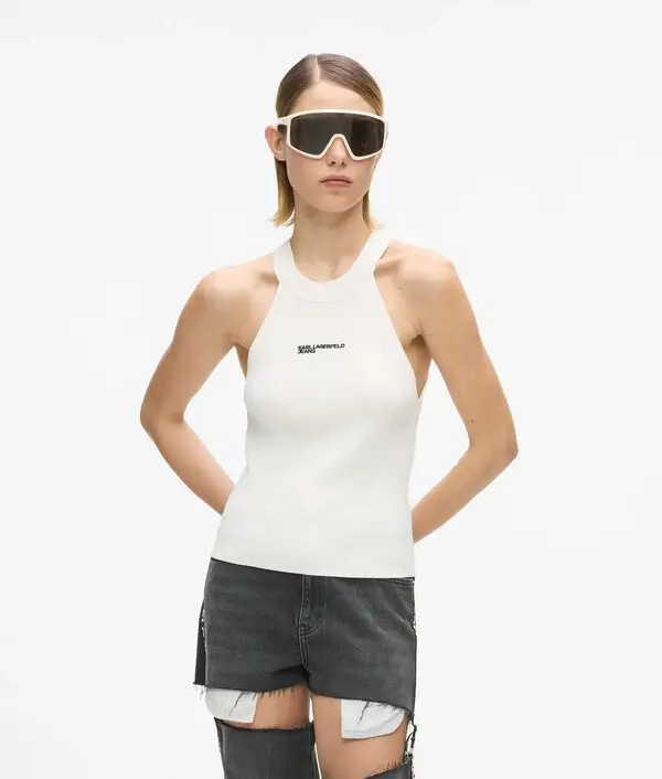 KL JEANS Jeans Ribbed Racer Tank Top - White