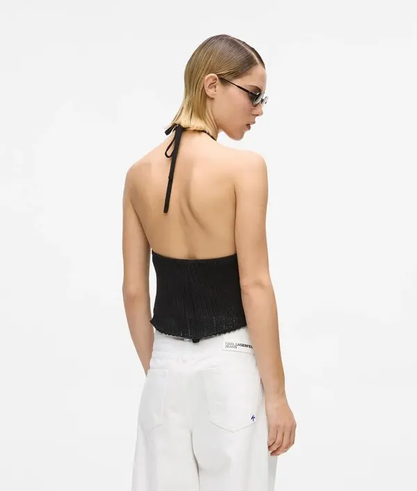 KL JEANS Jeans Knitted Halterneck Top - Black