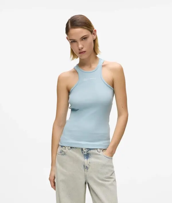 KL JEANS Jeans Ribbed Logo Racerback Tank Top - Corydalis Blue