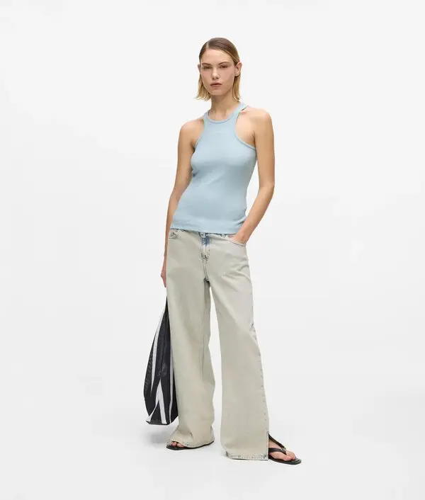 KL JEANS Jeans Ribbed Logo Racerback Tank Top - Corydalis Blue