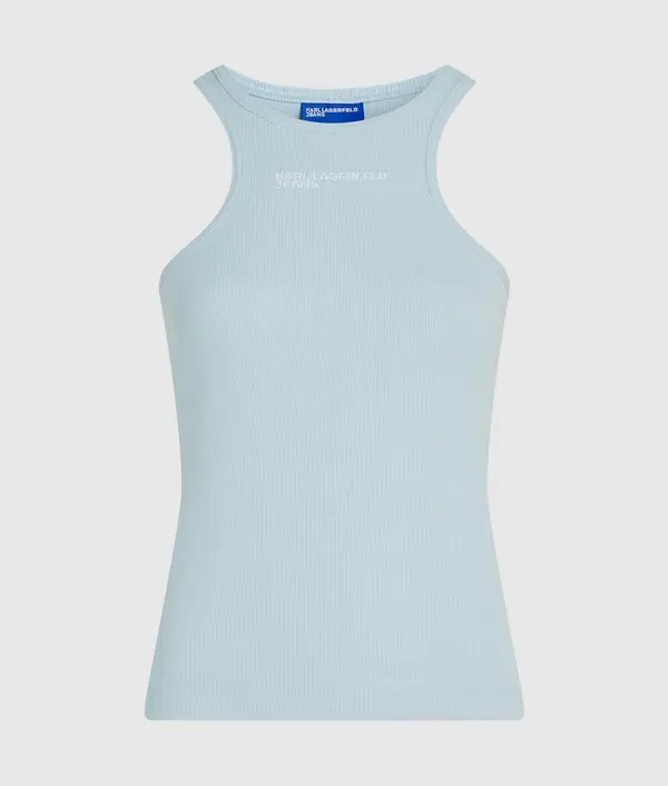 KL JEANS Jeans Ribbed Logo Racerback Tank Top - Corydalis Blue