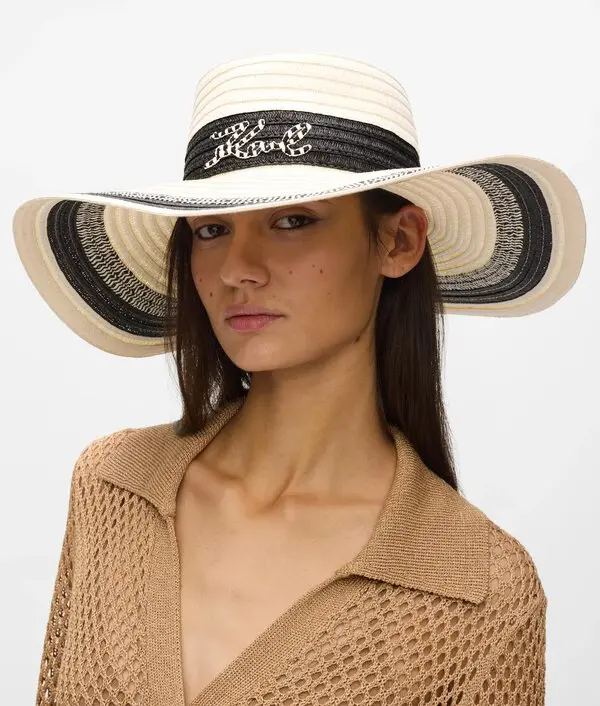 Karl Lagerfeld K/signature Stripe Logo Sun Hat
