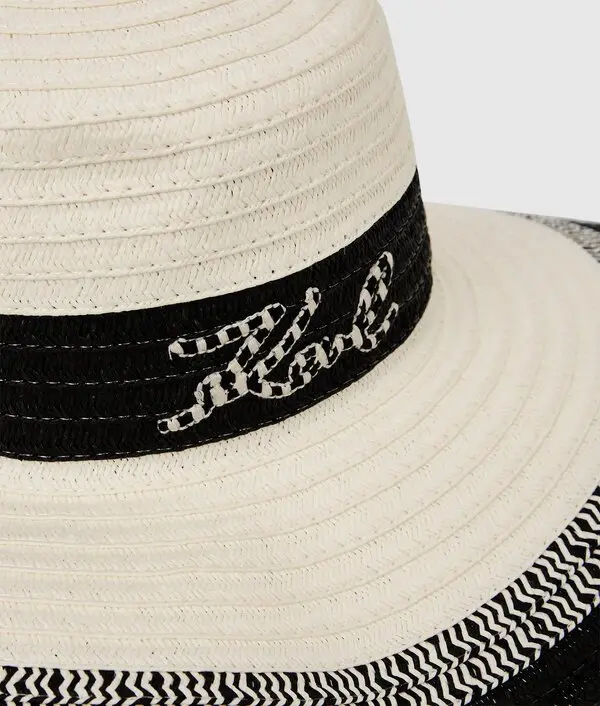 Karl Lagerfeld K/signature Stripe Logo Sun Hat - White/black