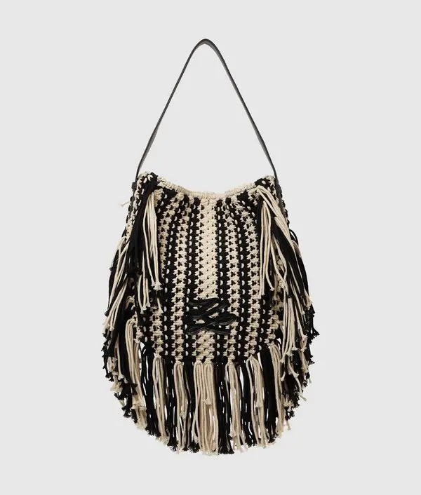 Karl Lagerfeld K/autograph Fringe Shoulder Bag - Black/white