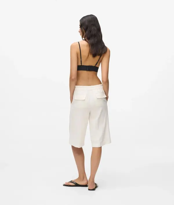 KL JEANS Jeans Linen Blend Bermuda Shorts - Off White