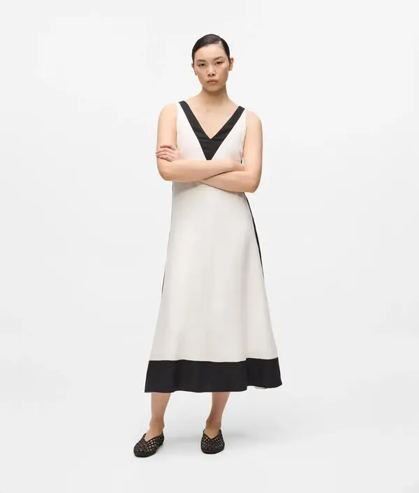 Karl Lagerfeld Sleeveless Ankle-length Linen Blend Dress - Pristine