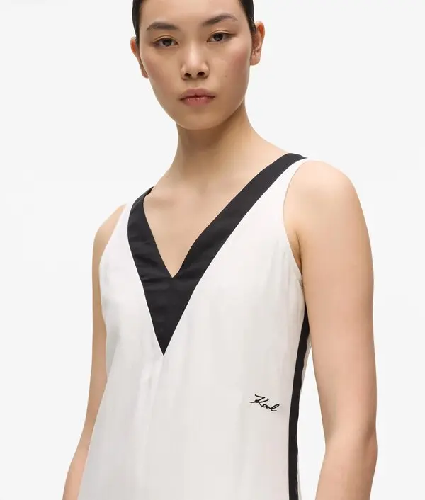 Karl Lagerfeld Sleeveless Ankle-length Linen Blend Dress