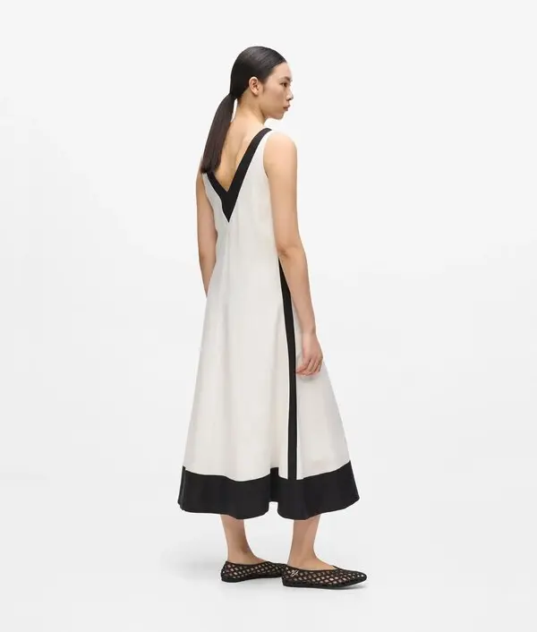 Karl Lagerfeld Sleeveless Ankle-length Linen Blend Dress