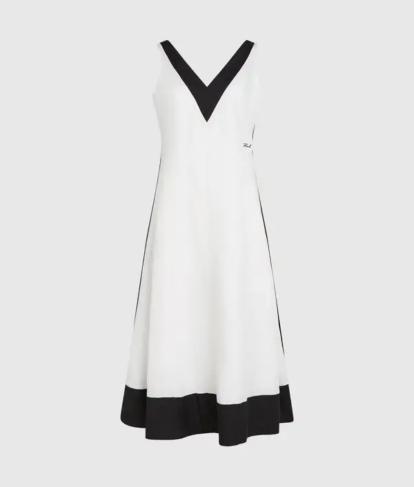 Karl Lagerfeld Sleeveless Ankle-length Linen Blend Dress