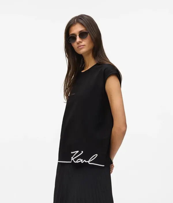 Karl Lagerfeld Signature Embroidery Tank Top - Black