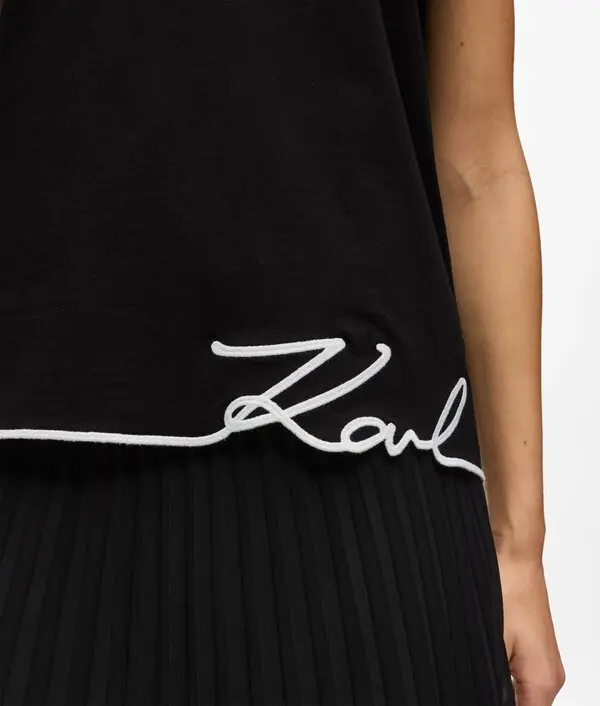 Karl Lagerfeld Signature Embroidery Tank Top - Black