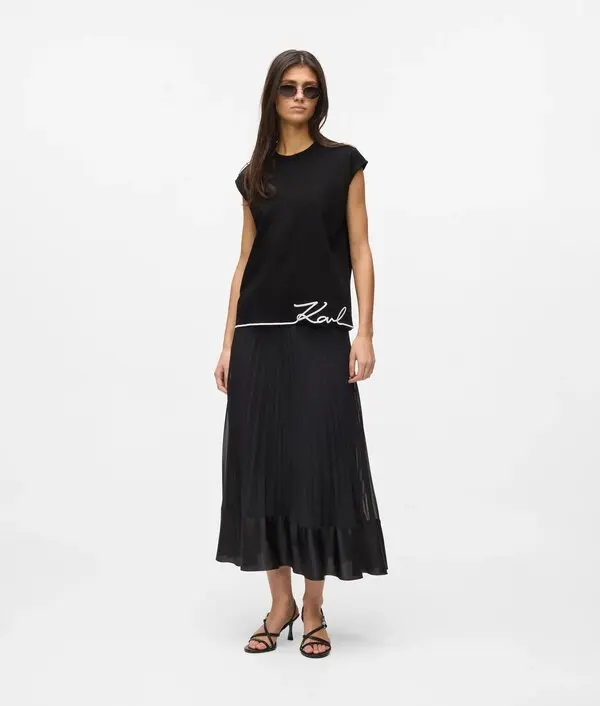 Karl Lagerfeld Signature Embroidery Tank Top - Black